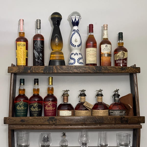 Blantons Whiskey Barrel Display Shelf for Unique Home Bar Bottles and ...