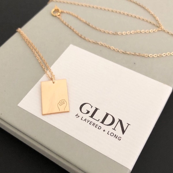 Personalized Rectangle Pendant Necklace, Boxy Pendant, Geometric ...