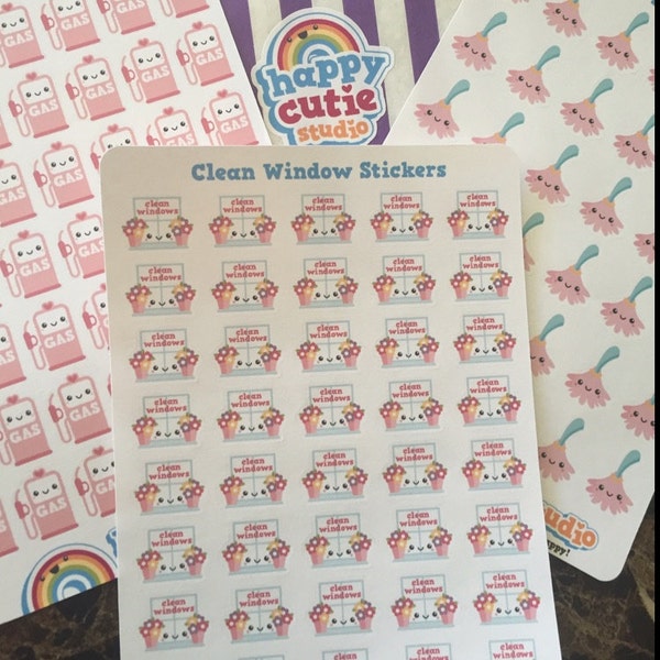 40 Cute Clean Windows/chores/house Planner Stickers - Etsy