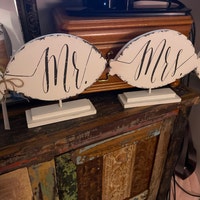 Fishing Theme Wedding Decor Rustic Wedding Signs Wooden Fish Signs Mr ...