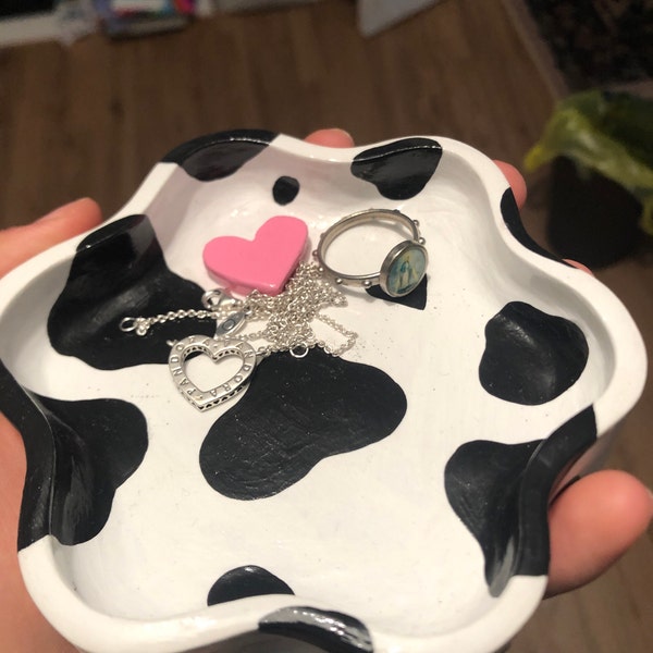 Love Strawberry Cow Clay Trinket Dish Cow Print Trinket Dish - Etsy
