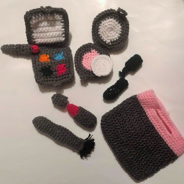 Crocheted Makeup Set - 6 Piece, Gift Set, Kid's Toy, Crochet Toy, Soft ...