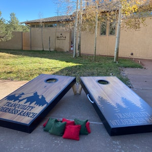 Custom Tree and Mountain Cornhole Boards, Outdoor Wedding, Trees ...