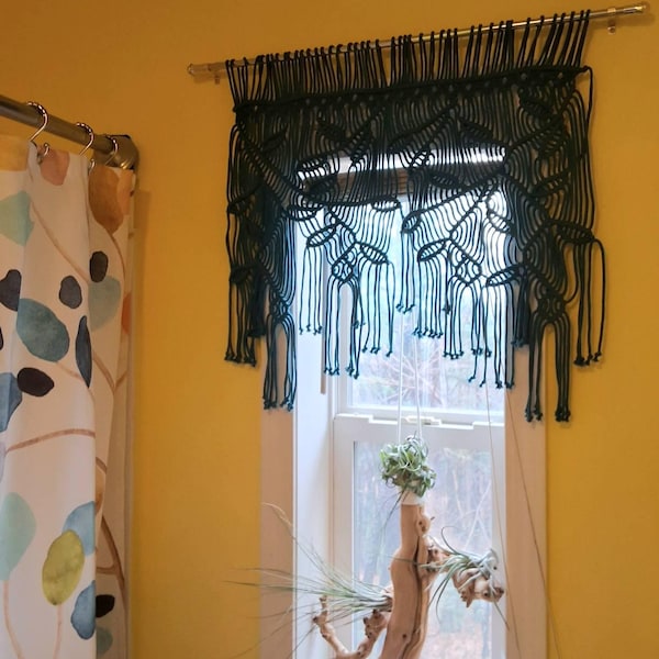 Window Valances, Window Treatment, Macrame Window Banner, Kitchen ...