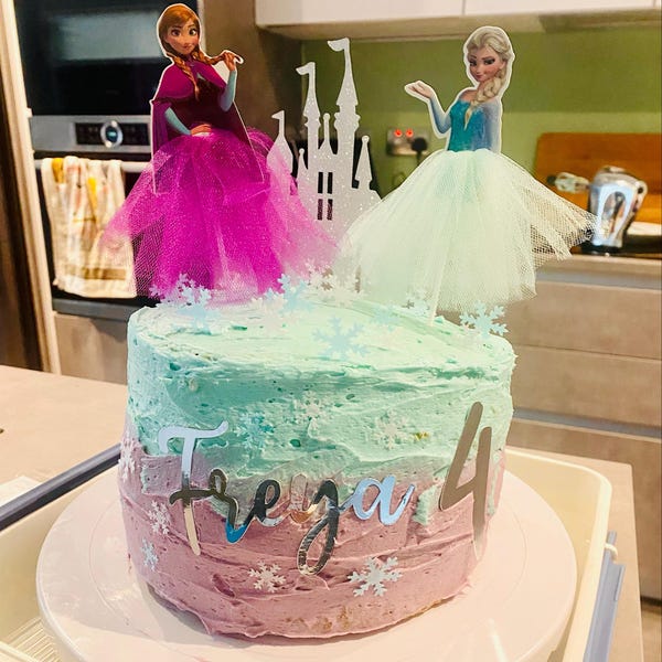 Frozen Cake Topper, Elsa Anna Cake Topper, Frozen Birthday Themed Cake ...