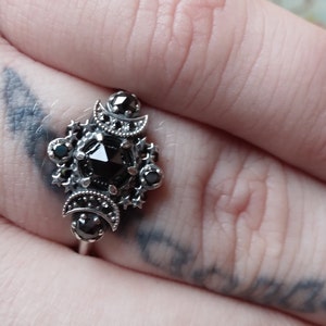 Gothic Cosmos Moon Engagement Ring Set Silver Moon and - Etsy UK