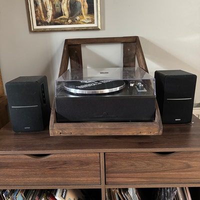 Handmade Wooden Extra Large Red Burned Record Storage Box for Around ...