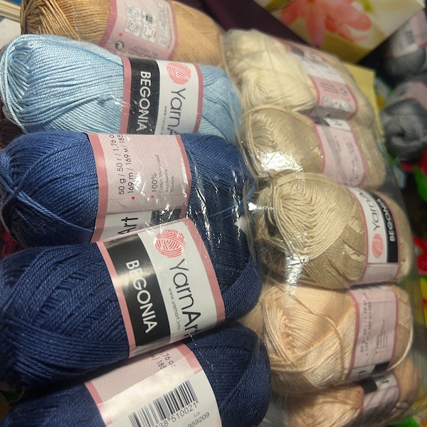 100% Mercerized Cotton Yarn Knitting Crochet by Yarnart Begonia 50g ...