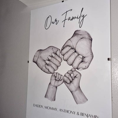 Custom Family Hands Fist Bumps Print, Personalised Family Print, Family ...