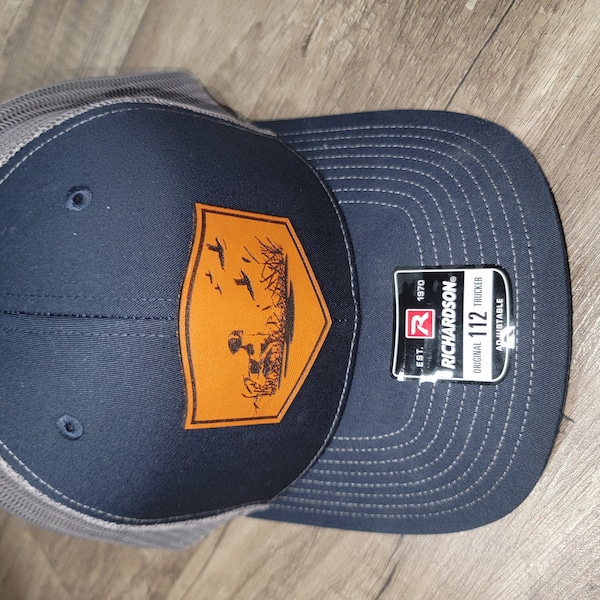 Pheasant/brittany Spaniel Leather Patch Hat, Laser Engraved, Richardson 112 Snapback Osfm ...