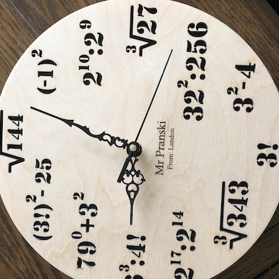 CUSTOM Math Clock Engraved Math Gift With Name or Phrase of Your Choice ...