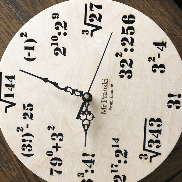 CUSTOM Math Clock- Engraved Math Gift With Name or Phrase of Your ...