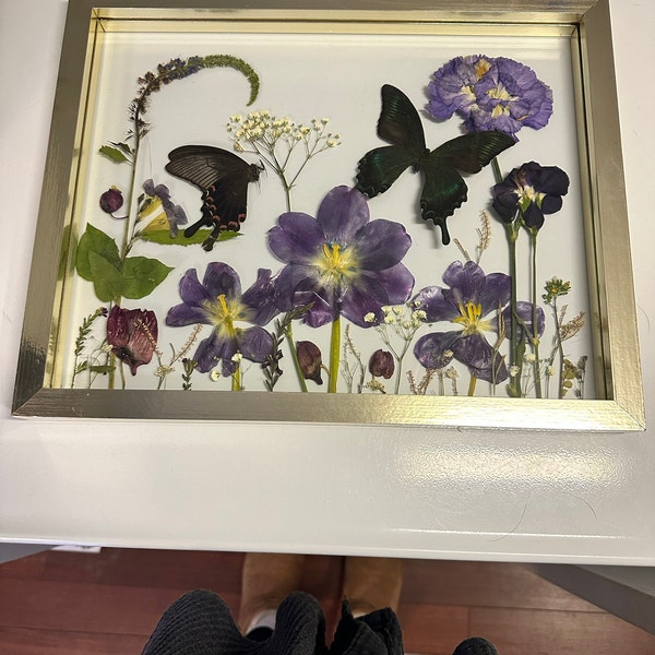 Pressed Flower Frame With a Real Preserved Butterfly - Etsy