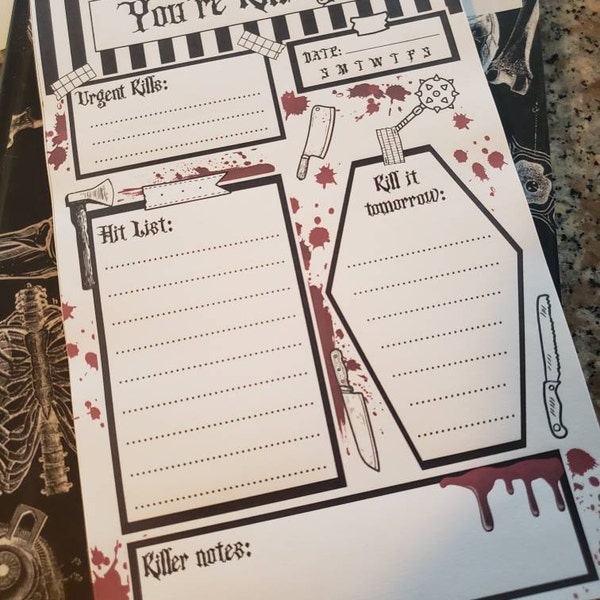 Daily Kill List Notepad| Killer Note Pad| Gothic Note Pad| True Crime ...