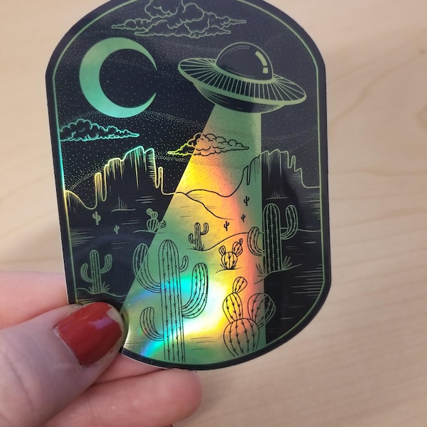 UFO Holographic Sticker - Etsy