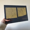 A4 Any Two Locations Metallic Map Print Custom Multi Location - Etsy UK