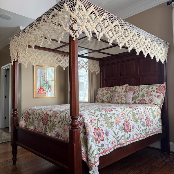 Bed Canopy - USA Made Arched Double Diamond Hand Tied Canopy - Etsy
