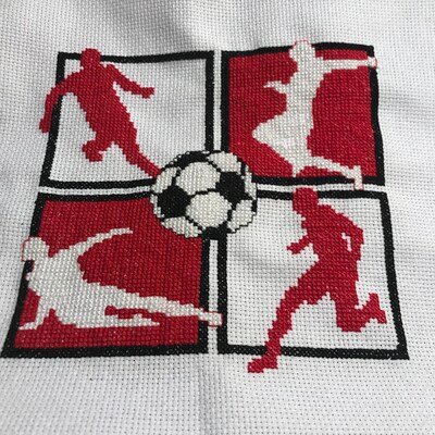 Football Cross Stitch Pattern, Soccer Players Silhouettes, Chart for ...