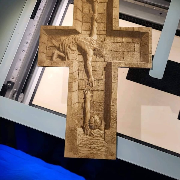 Digital Engraving File -jesus Cross Well 3D Illusion File for Wood ...