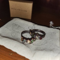 Lucky Stone Ring Raw Stone Silver Ring Multi Stone Crystal and Copper ...