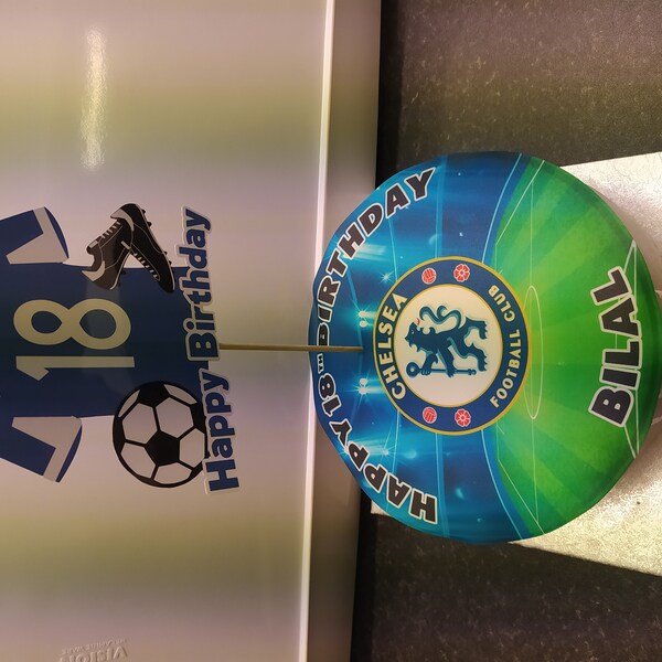 Chelsea Style Personalised Football Cake Topper. Any Name and Number ...