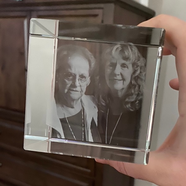 Personalized Laser Etched Photo Crystal Cube, Custom Keepsake - Etsy