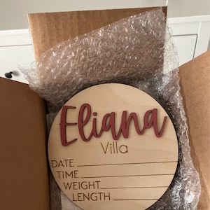 Baby Announcement Sign With Birth Stats Footprint Sign for Newborn Baby ...