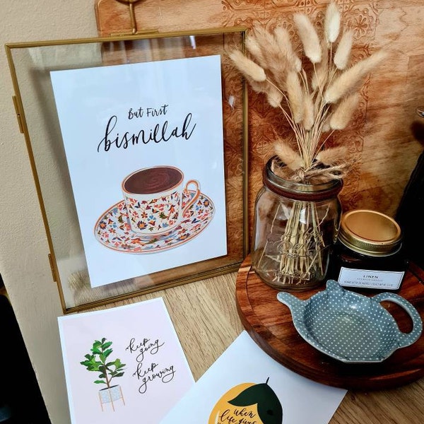 But First Bismillah Turkish Cup and Hand - Print - Etsy