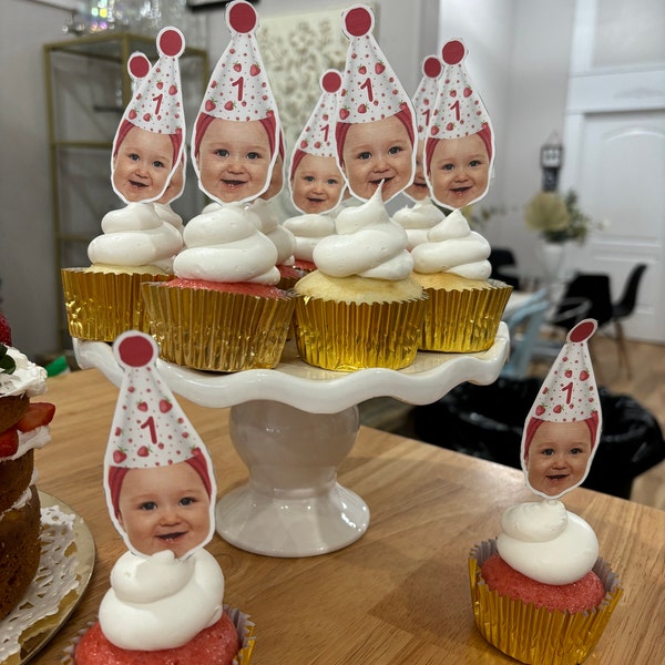Cupcake Toppers Baby Face, Cupcake Photo ANY AGE, Birthday Decor ...