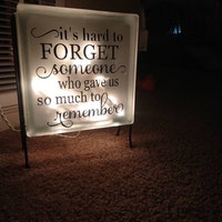 It's Hard to Forget Glass Light, Remembrance Night Light, Memorial for ...