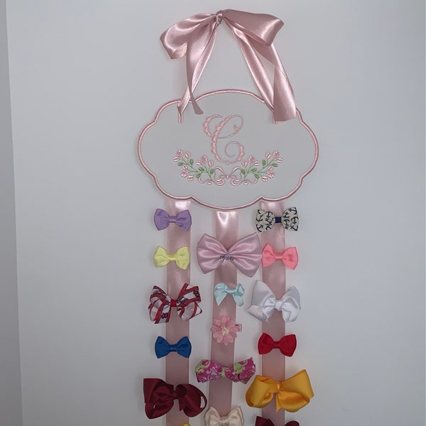 Embroidered Bow Holder | Monogrammed Bow Holder | Girls Personalized ...