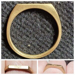 14K Rectangular Bar Signet Ring, Solid Gold Signet Ring, 18K Gold Signet Ring, Gold Chevalier ...