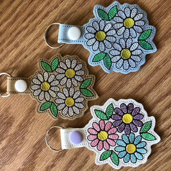 Daisy Snap Tab in the Hoop ITH Machine Embroidery Designs, Sketch ...