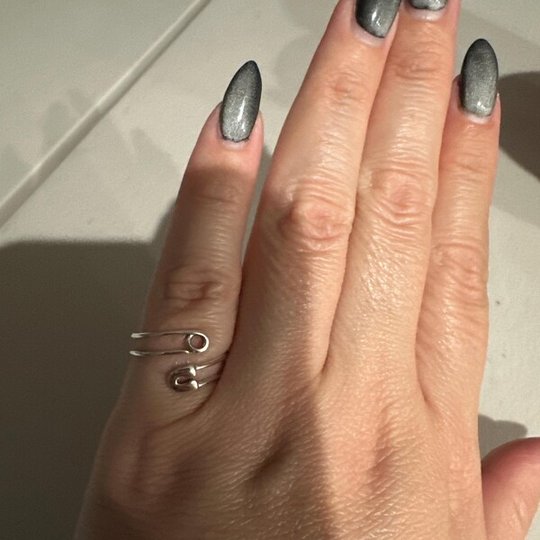 925 Sterling Silver Safety Pin Ring, Wrap Ring, Handmade Jewelry, Statement Ring, Unique Ring ...