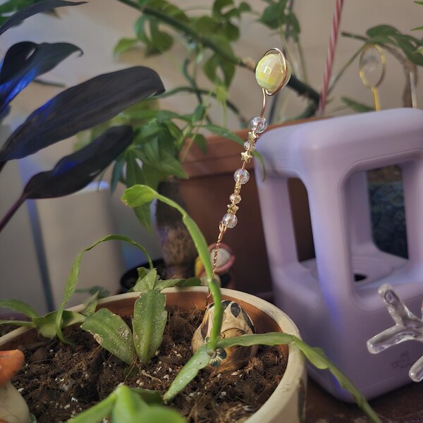 Green Aventurine Copper Plant Stake / Copper Plant Stake / Plant Decor ...