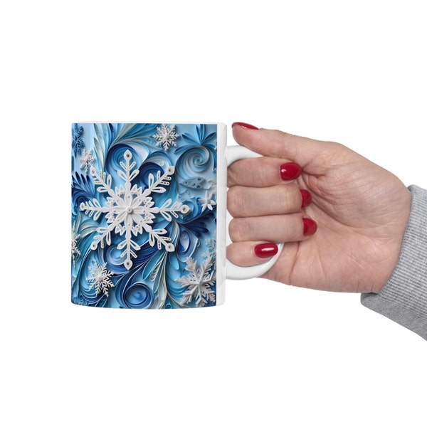 3D Winter Bird in A Snowy Wall Mug Wrap 11oz & 15oz Mug Template, 3D ...