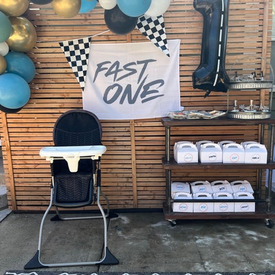 Fast One Birthday Backdrop, Race Car Birthday Banner, Race Car Birthday ...