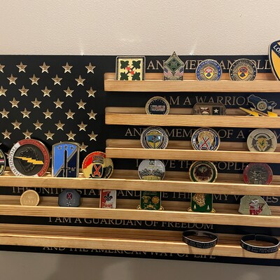 100 Coins Army Soldier's Creed Motto US Flag Challenge Coin Holder ...
