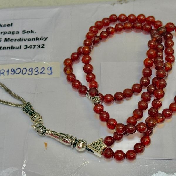 REAL Oltu Jet, Islamic Prayer Beads, Natural Stone 33 Beads, Tasbih ...