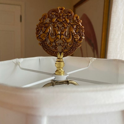 Asian Lamp Finials Chinese Calligraphy Symbols on Brass Hardware A ...