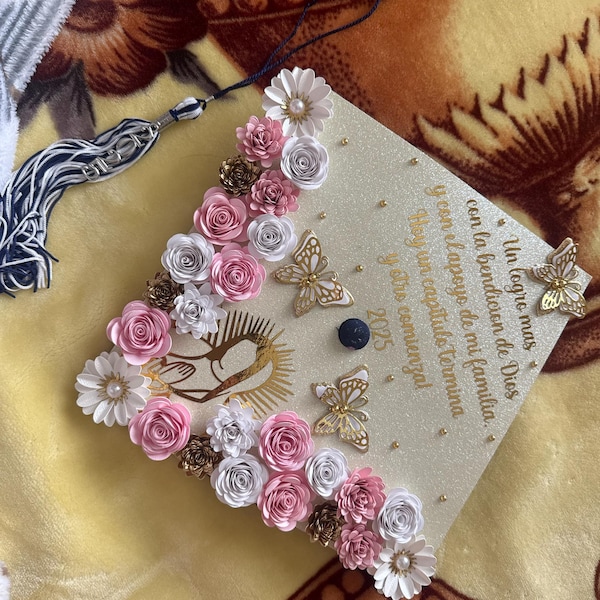 Graduation Cap Topper Girly Grad Topper Floral Graduation Handmade Grad ...