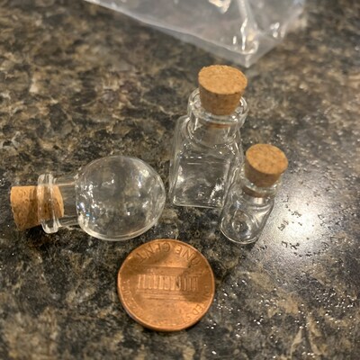 Mini Glass Bottles 20 SIZES BULK PRICES Tiny Clear Jar Cork Lid Empty ...