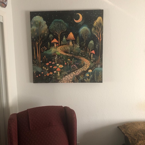 Enchanted Forest Whimsical Woodland Canvas Framed Wall Art, Magical ...