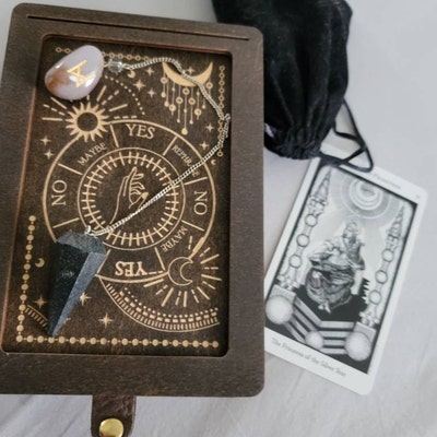 Pendulum and Board Dowsing Kit With Pendulum Holder Box, Divination Set ...