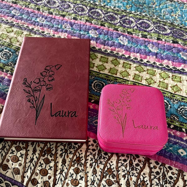 Personalized Walnut Wood Music Box, Birth Flower Music Box, Birthday ...