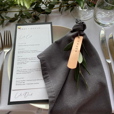 Personalised Name Tags, Copper Name Tag, Hand Stamped Place Card, Hand ...