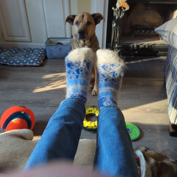 Natural Goat Wool Knee-high Socks, Knitted Warm Boot Socks, Fuzzy Comfy ...