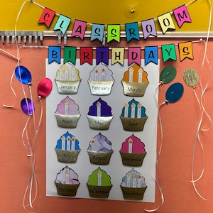 Editable Classroom Birthday Cupcake Printable Bulletin Board Decor ...