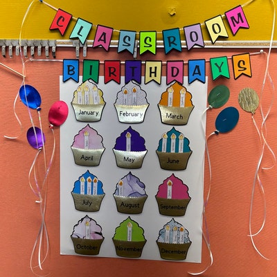 Editable Classroom Birthday Cupcake Printable Bulletin Board Decor ...