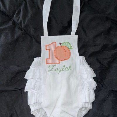 Khaki Seersucker Ruffle Bottom Bubble Monogrammed - Etsy